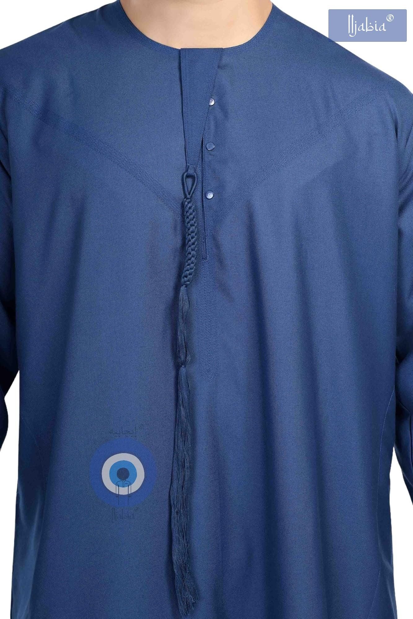 Heavy Fabric Emirati Mens Omani Thobe Full Sleeves Navy Blue heavy-fabric-emirati-mens-omani-thobe-full-sleeves-navy-blue